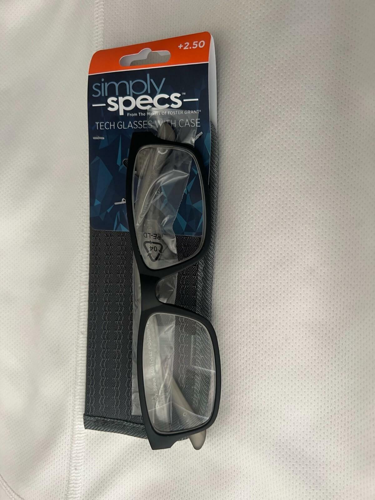 Simply Specs by Foster Grant Tyler Black Tech Reading Glasses +2.50 ...